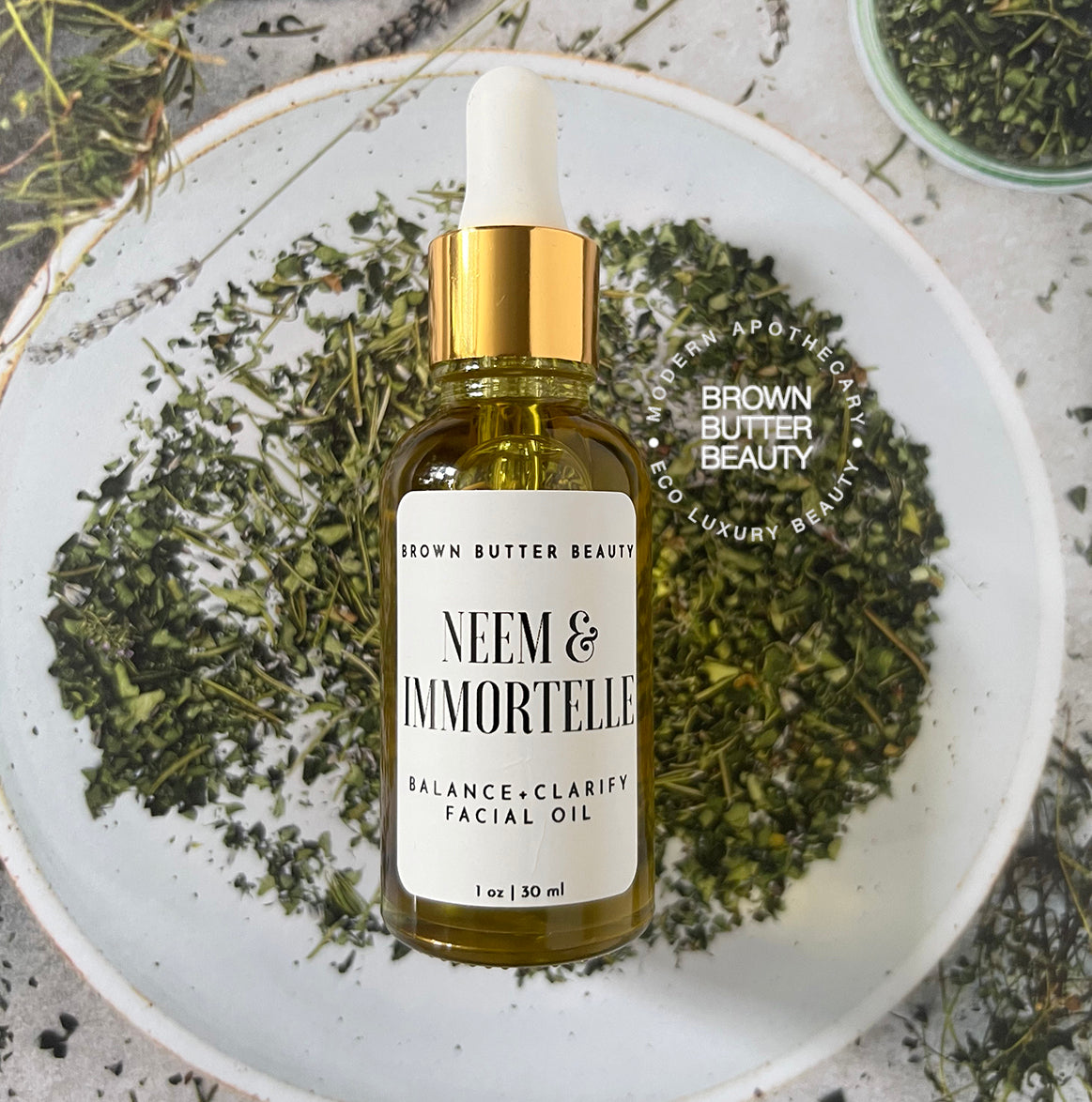 Neem Immortelle Facial Oil | Bring Skin into Balance – BrownButterBeauty